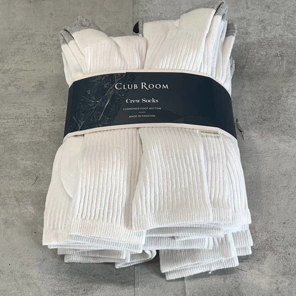 Club Room | Underwear & Socks | Club Room Mens White 2pack Crew Socks ...